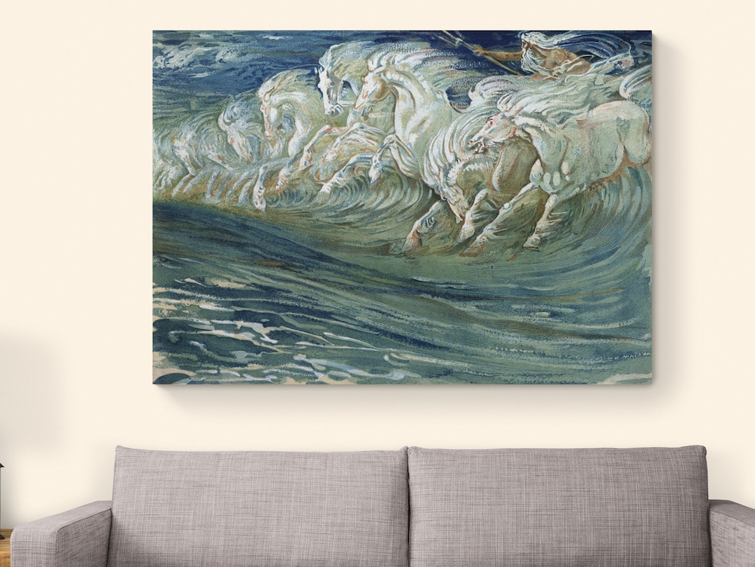 Neptune's Horses by Walter Crane Canvas Print, Poseidon, Sea God ...