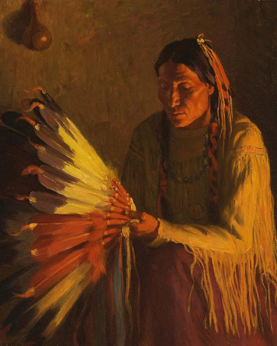 The War Bonnet by Joseph Henry Sharp, Native American Life Art, West ...