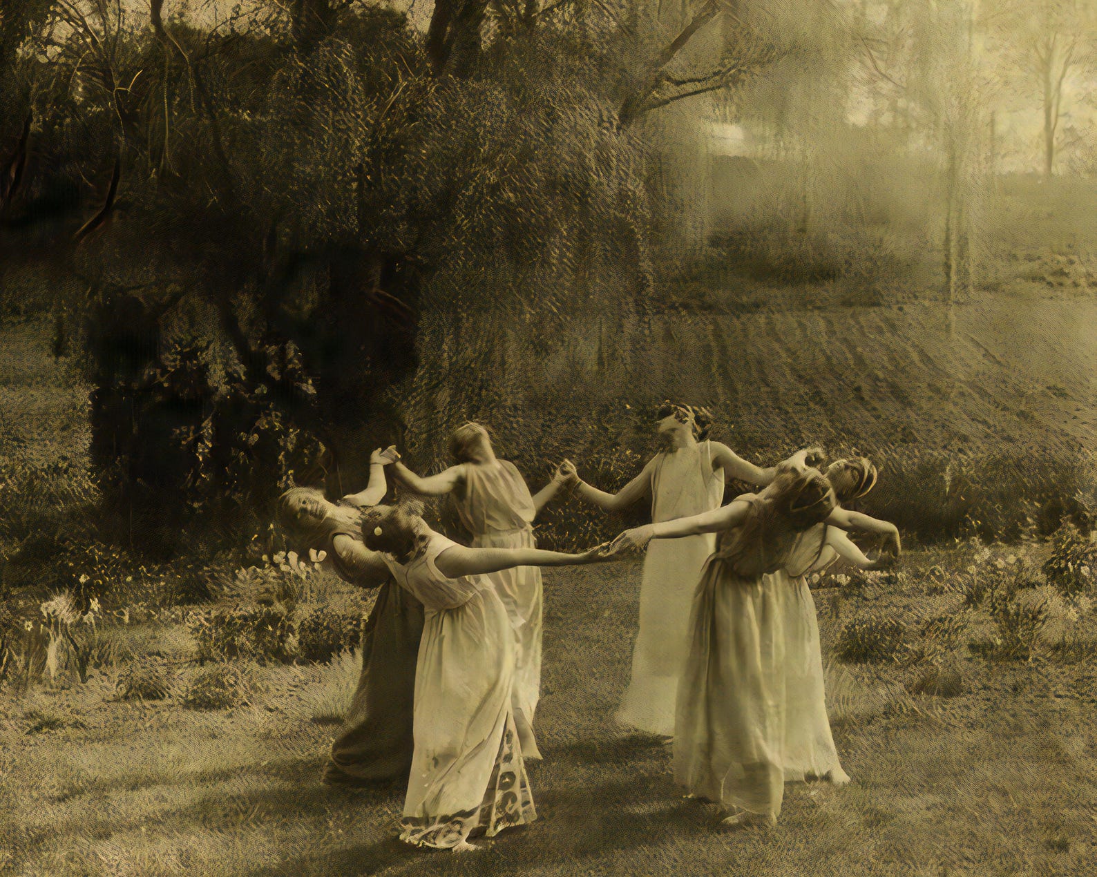 Circle Dancing of Witches Vintage Photograph Canvas Print Wall Art ...