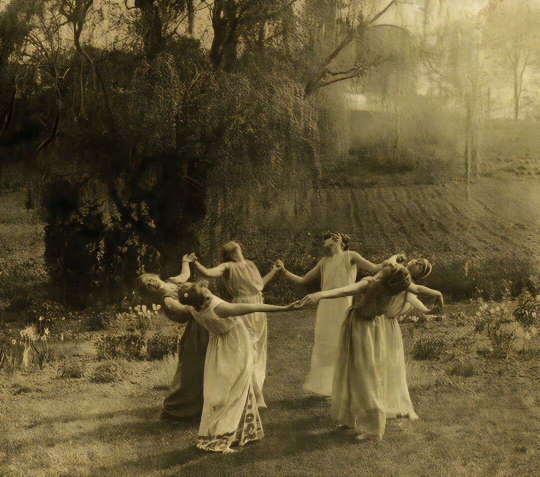 Circle Dancing of Witches Vintage Photograph Canvas Print Wall Art ...