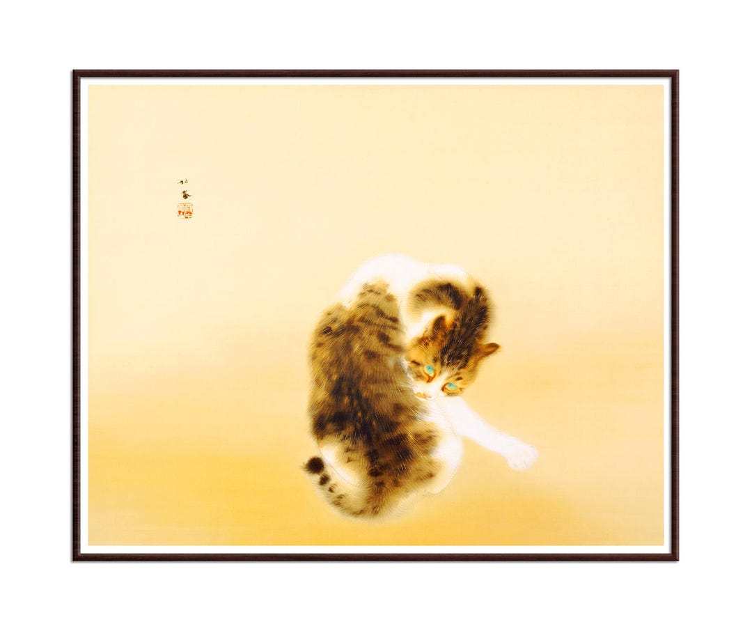 Tabby Cat Japanese Painting, Antique Japanese Animal Art Print, Vintage ...