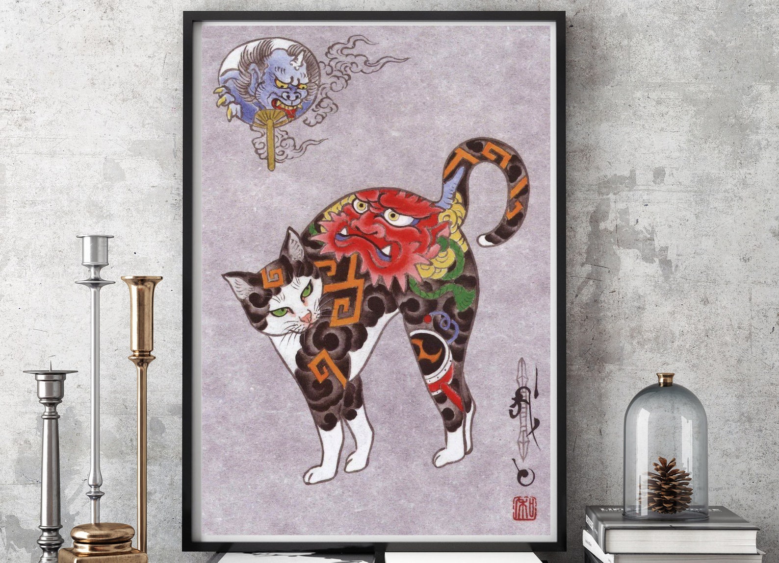 Ukiyo-e Cat Tattoo Japan Art Print, Woodblock Style - Etsy