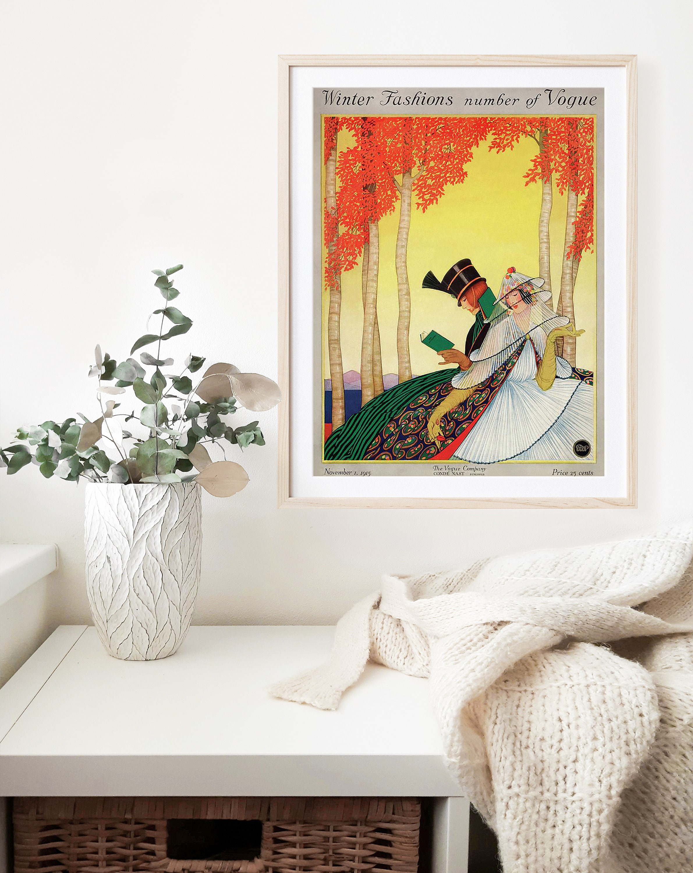 Vintage Magazine Poster Vogue Magazine Cover 1915 Women Sitting in a ...