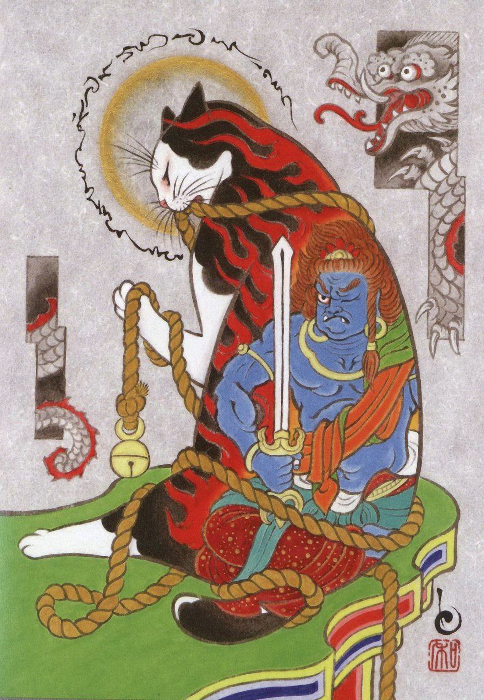 Ukiyo-e Prints Ukiyo E Samurai Cat With Tattoo Japan Poster Woodblock ...