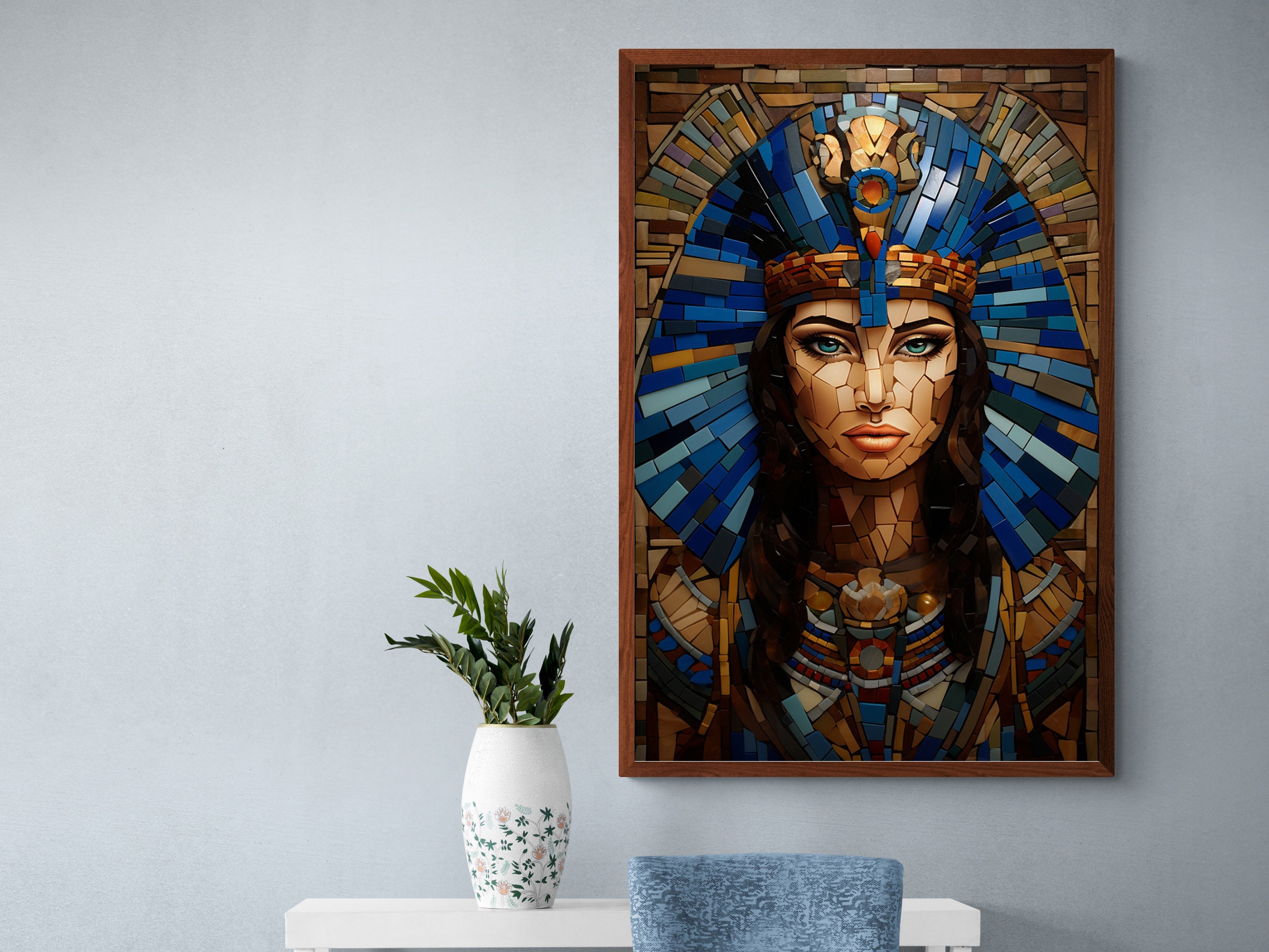 Ancient Egyptian Cleopatra Mosaic Art Canvas Art Print, Ancient ...