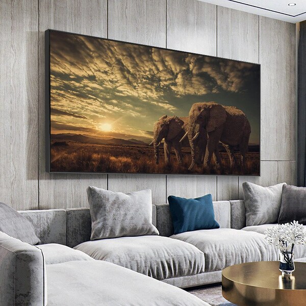 Elephant Sunset - Etsy
