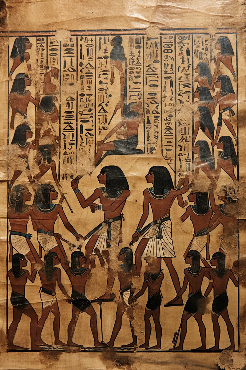 Ancient Egyptian Papyrus Style Canvas Art Print, Ancient Egyptian ...