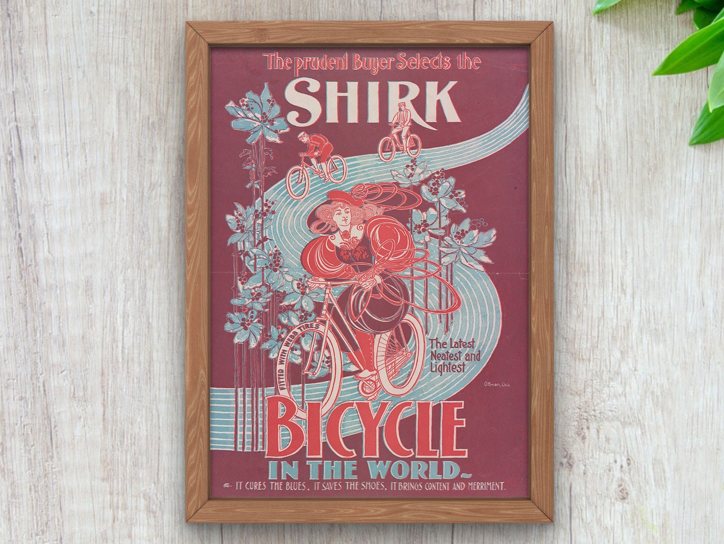 Shirk Bicycle Vintage Propaganda Poster, Vintage Advertising Poster ...
