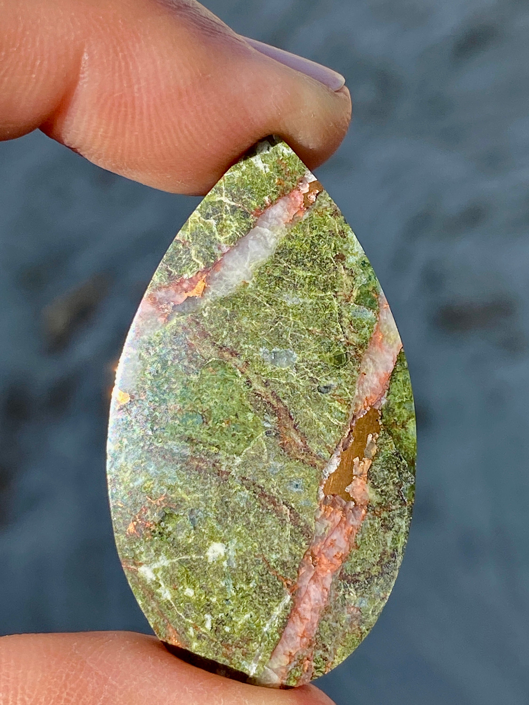 Copper Calcite & Epidote Cabochon 50.32ct - Etsy UK
