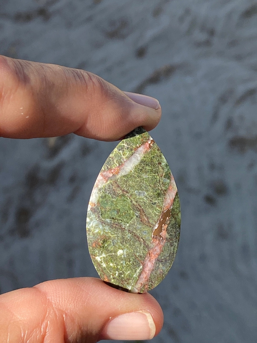 Copper Calcite & Epidote Cabochon 50.32ct - Etsy UK