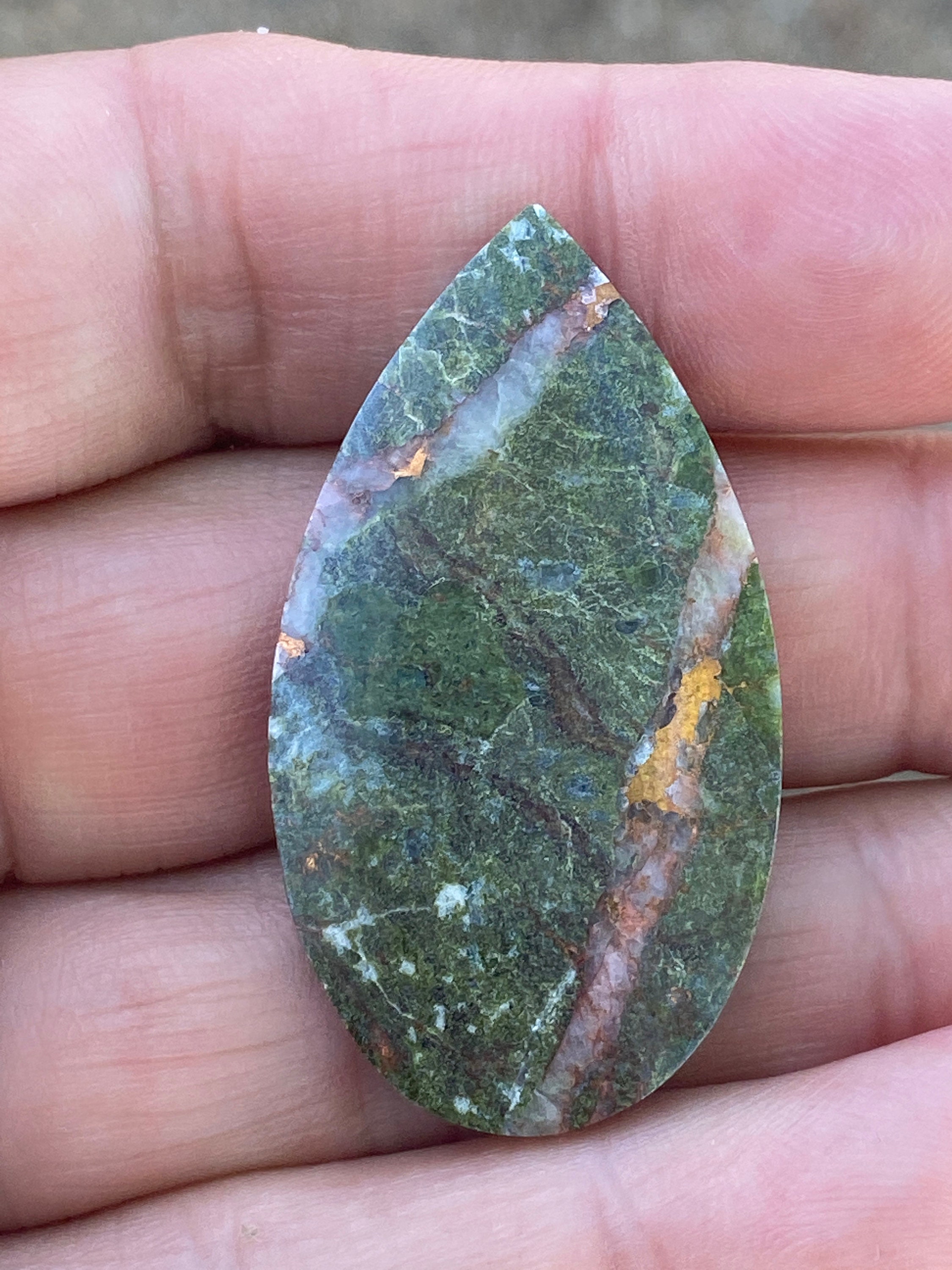 Copper Calcite & Epidote Cabochon 50.32ct - Etsy UK