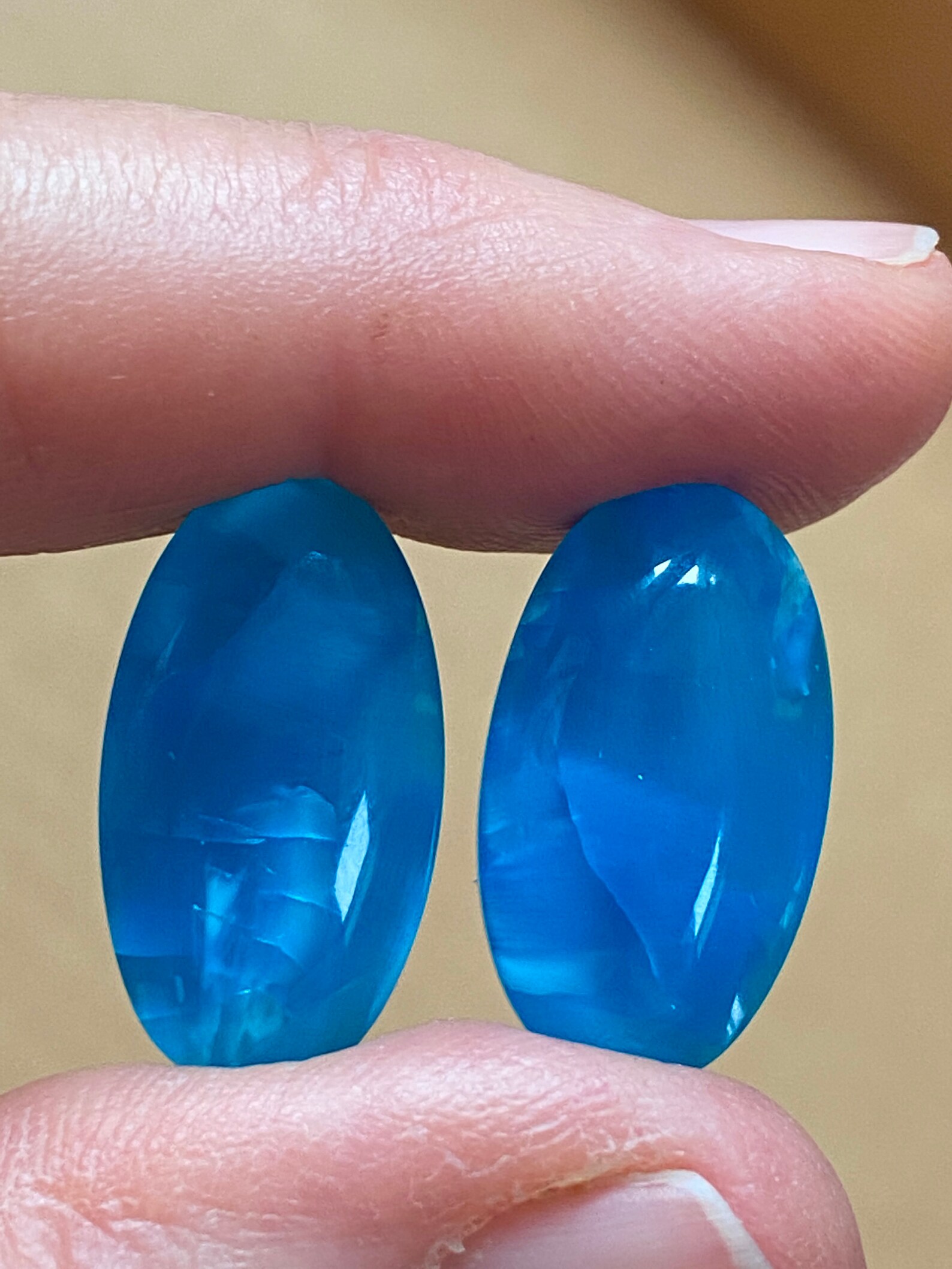 Victoria Stone Pair 23.57ct Total Blue Cabochon Oval Total | Etsy