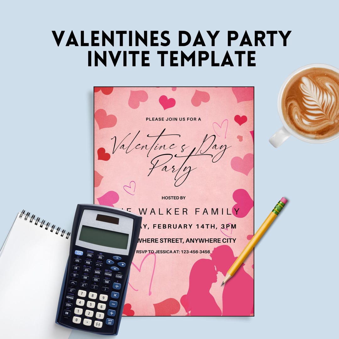 Editable Valentine Day Party Invitation, Heart Couples Party Invitation ...