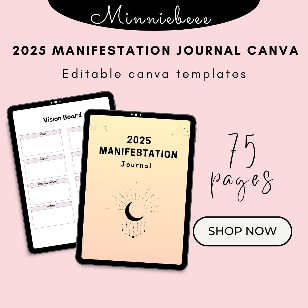 2025 Manifestation Journal | Yearly Intentions Visioning Workbook ...
