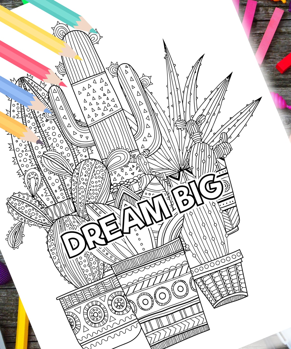 Downloadable DREAM BIG Motivational Quote Coloring Page instant ...