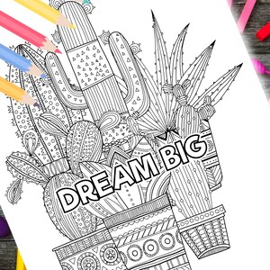 Downloadable DREAM BIG Motivational Quote Coloring Page instant ...
