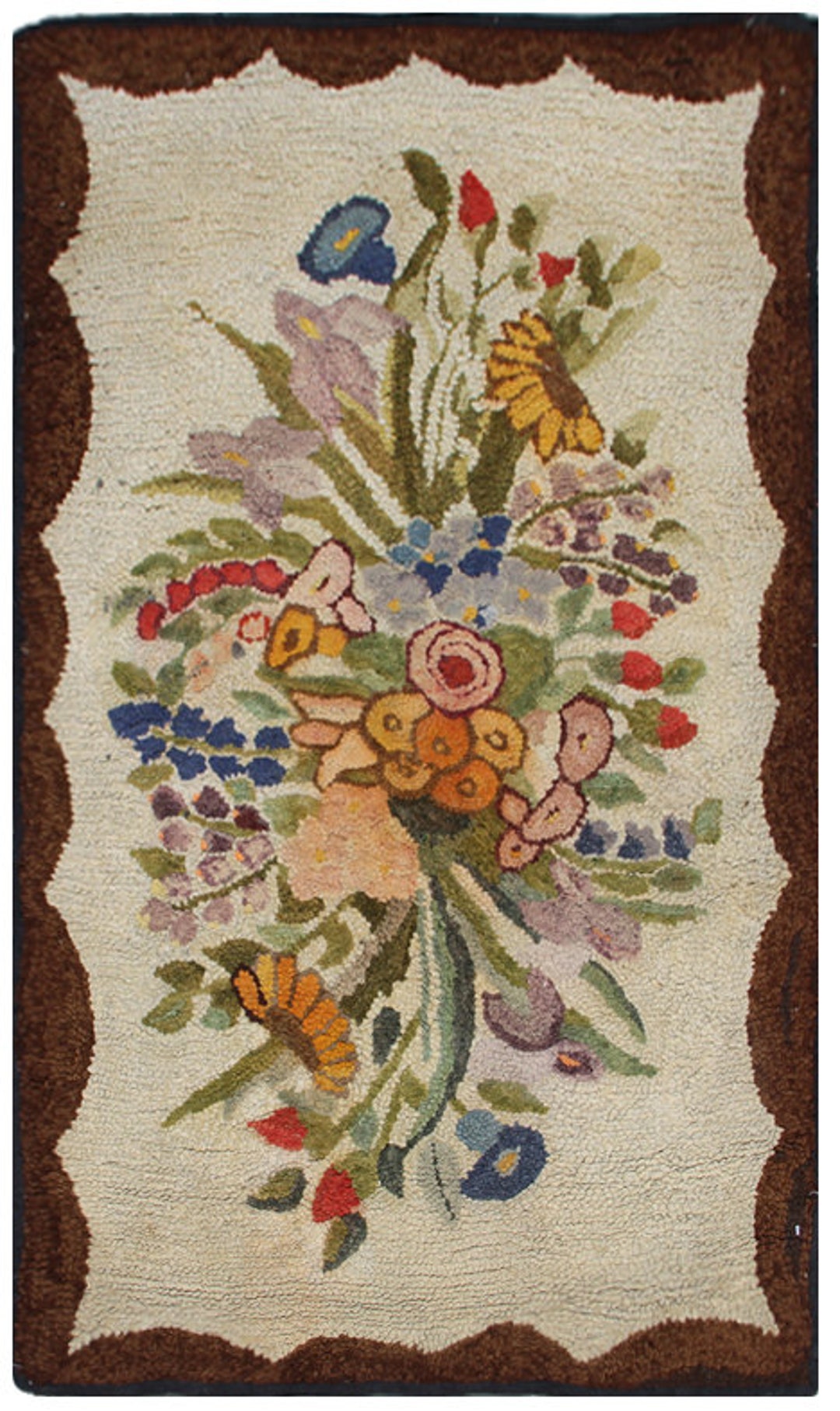 Vintage Floral American Hooked Rug ARI-6787 - Etsy