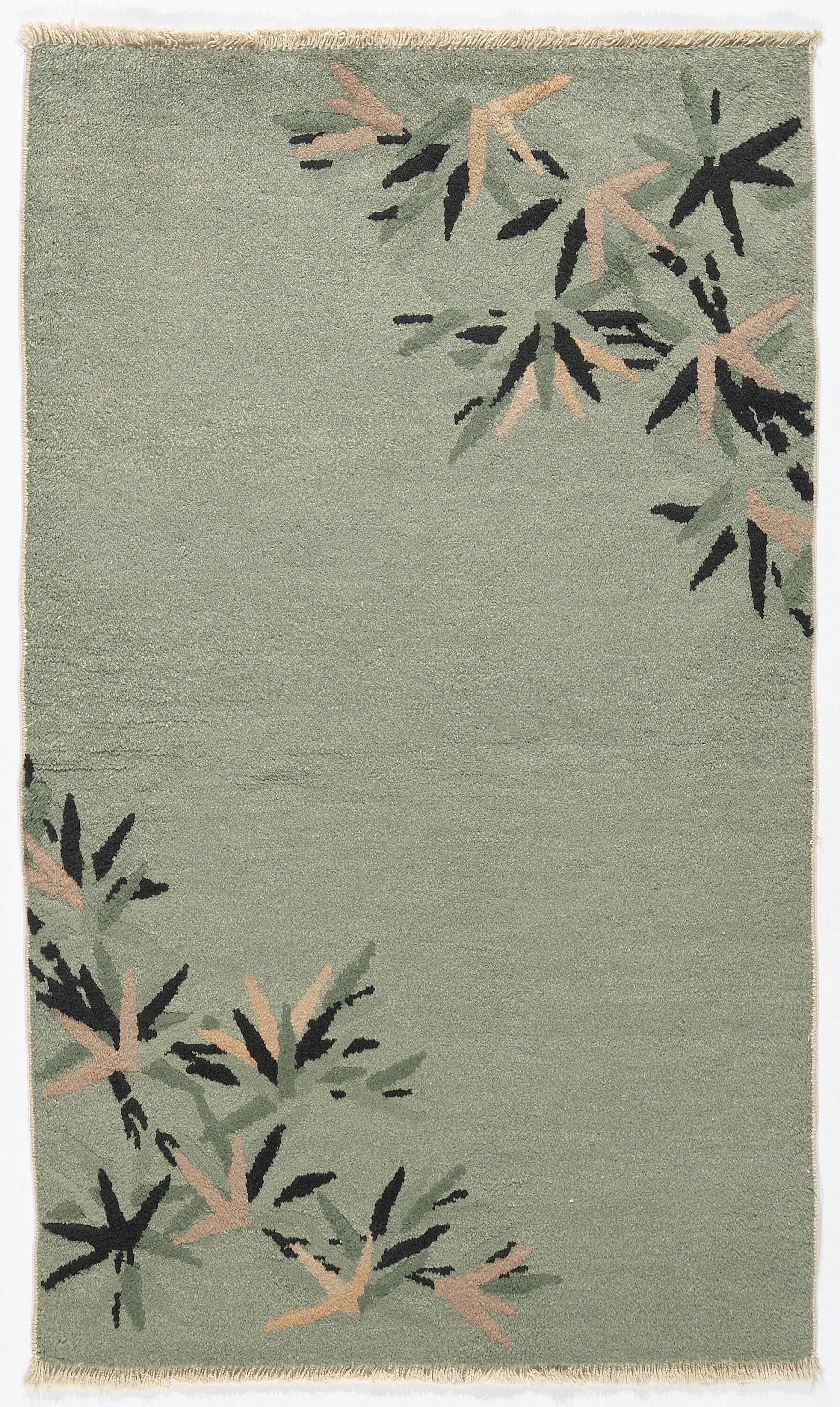 4x6 Mint Green Floral Antique Chinese Art Deco Hand Knotted Wool Rug ...