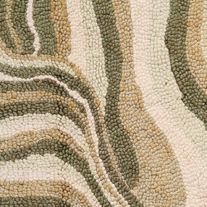 Neutral Color Wavy Patterned Vintage American Hooked Rug ARI-500802 - Etsy