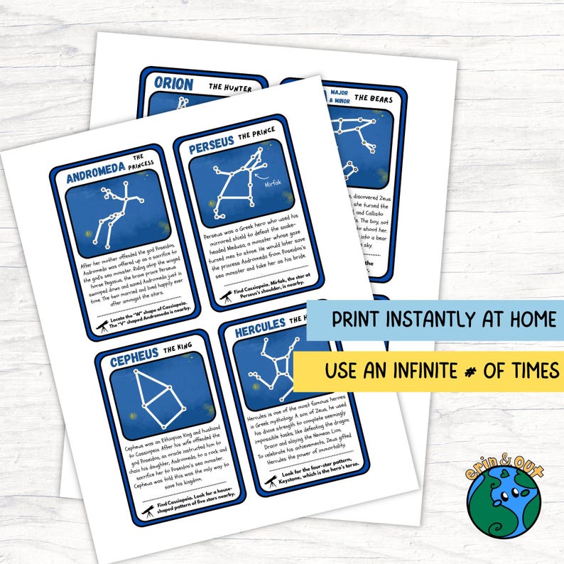 Constellation Cards for Kids: Night Sky Flashcards for Stargazing ...