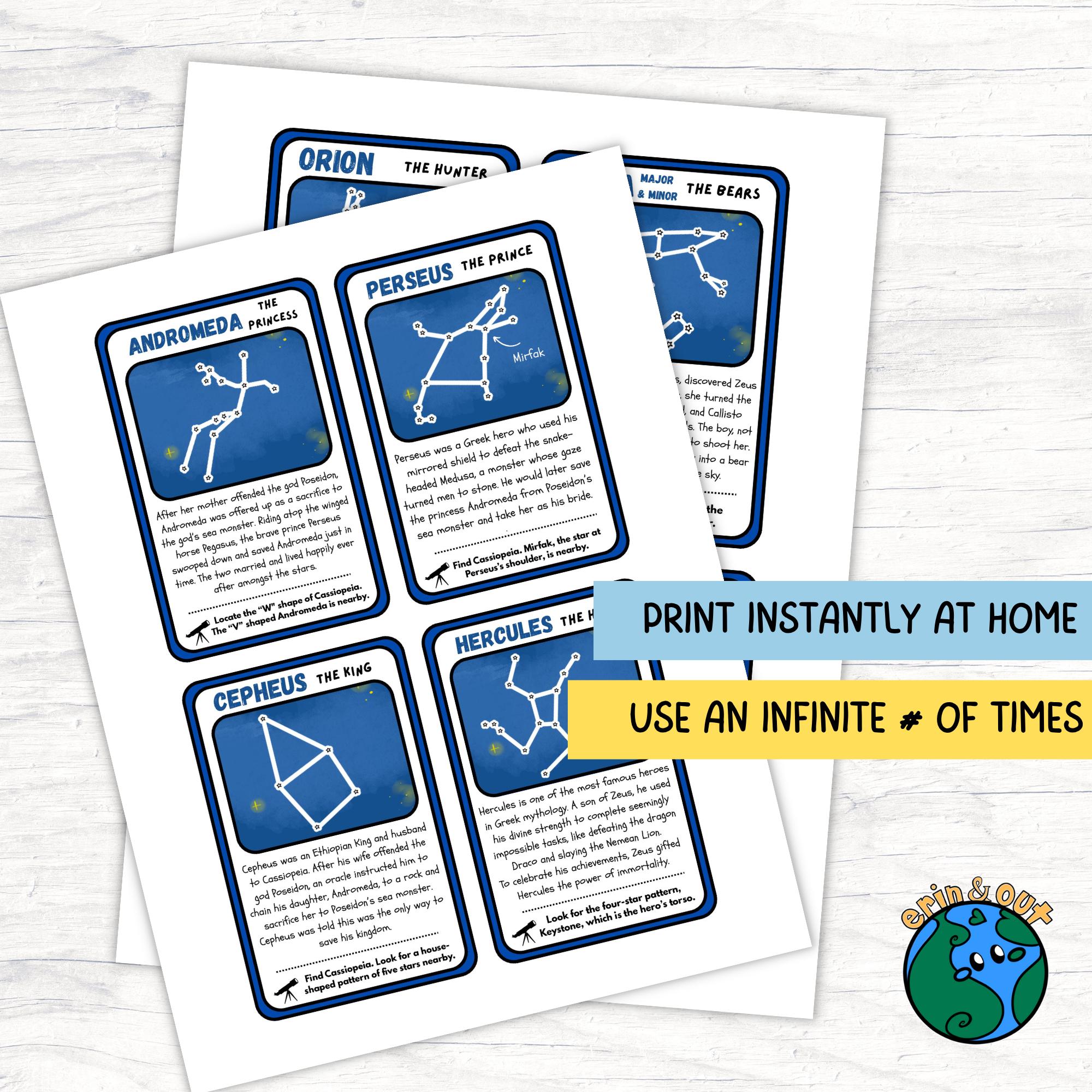 Constellation Cards for Kids: Night Sky Flashcards for Stargazing ...