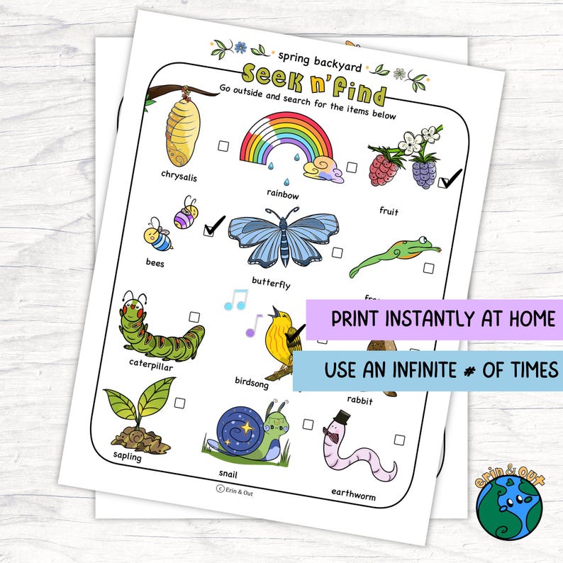 Spring Scavenger Hunt for Kids Printable Flower Hunt Spring Montessori ...