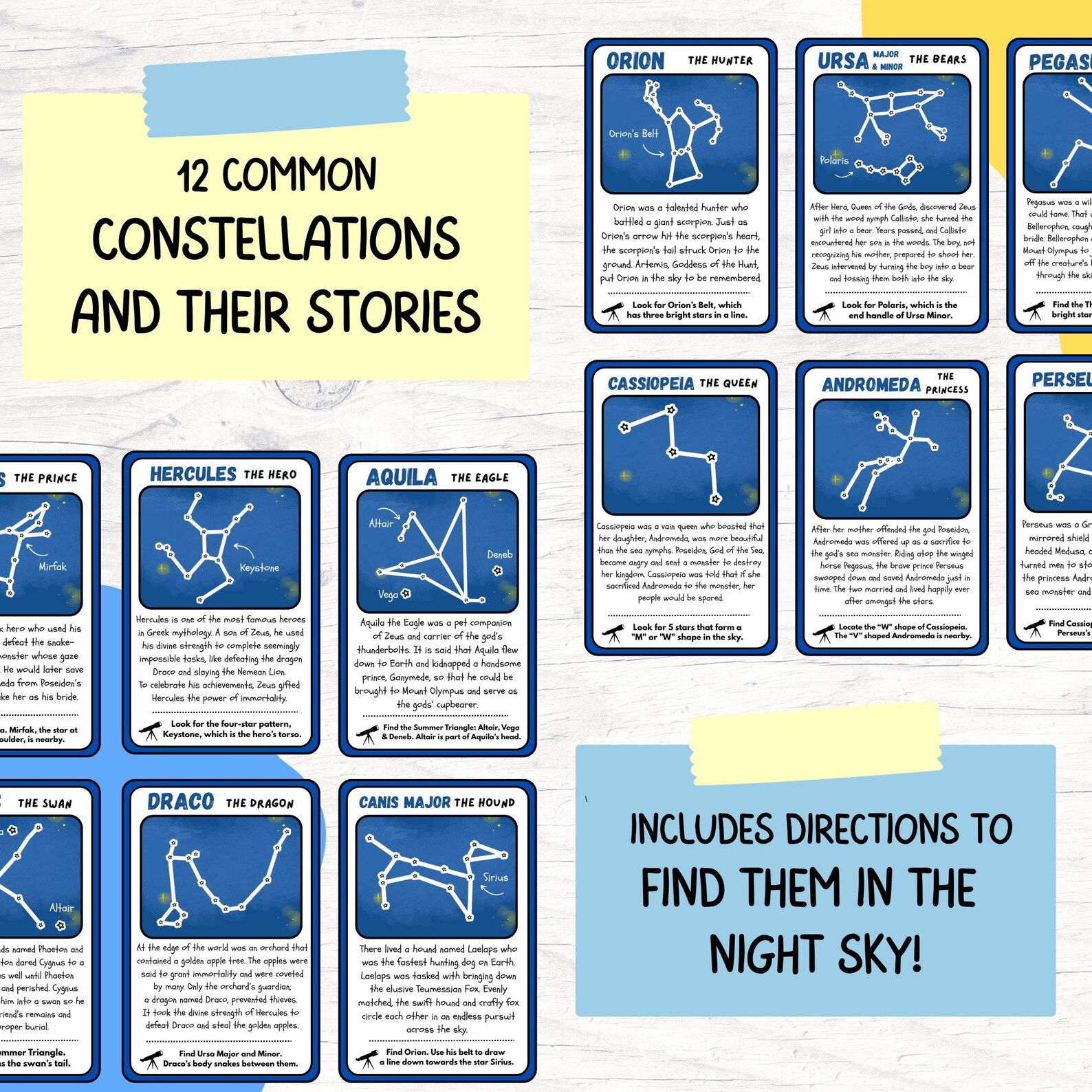 Constellation Cards for Kids: Night Sky Flashcards for Stargazing ...