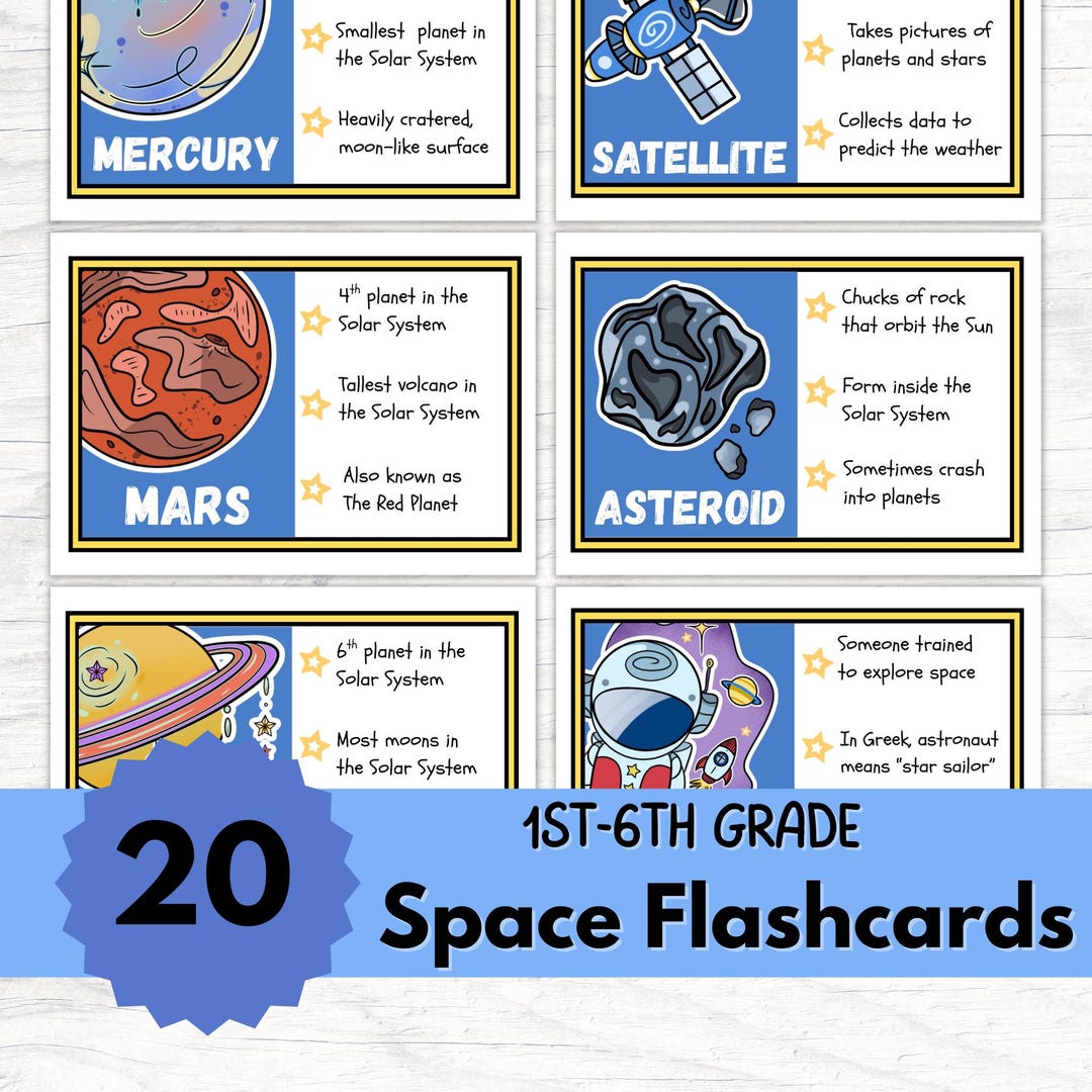 Outer Space Flashcards for Kids: Space Vocab and Astronomy Study ...