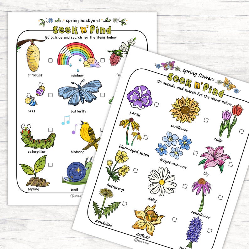 Spring Scavenger Hunt for Kids Printable Flower Hunt Spring Montessori ...