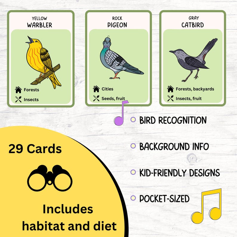 Backyard Bird Flashcards Animal ID Cards Printable Nature Learning ...