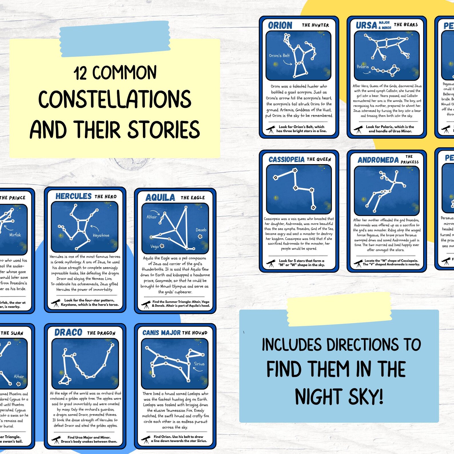 Constellation Cards for Kids: Night Sky Flashcards for Stargazing ...