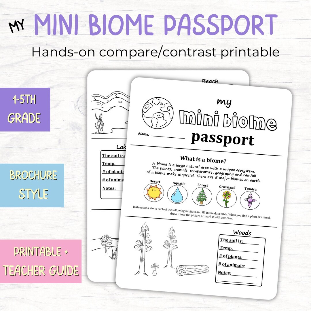 Biome Habitat Lesson Compare/contrast Printable Kids Nature-based ...