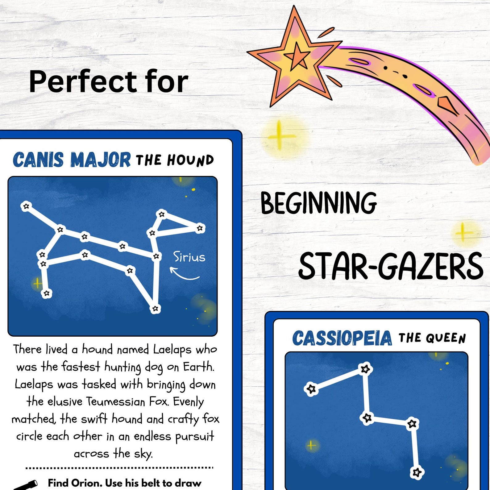 Constellation Cards for Kids Printable Night Sky Flashcards for ...