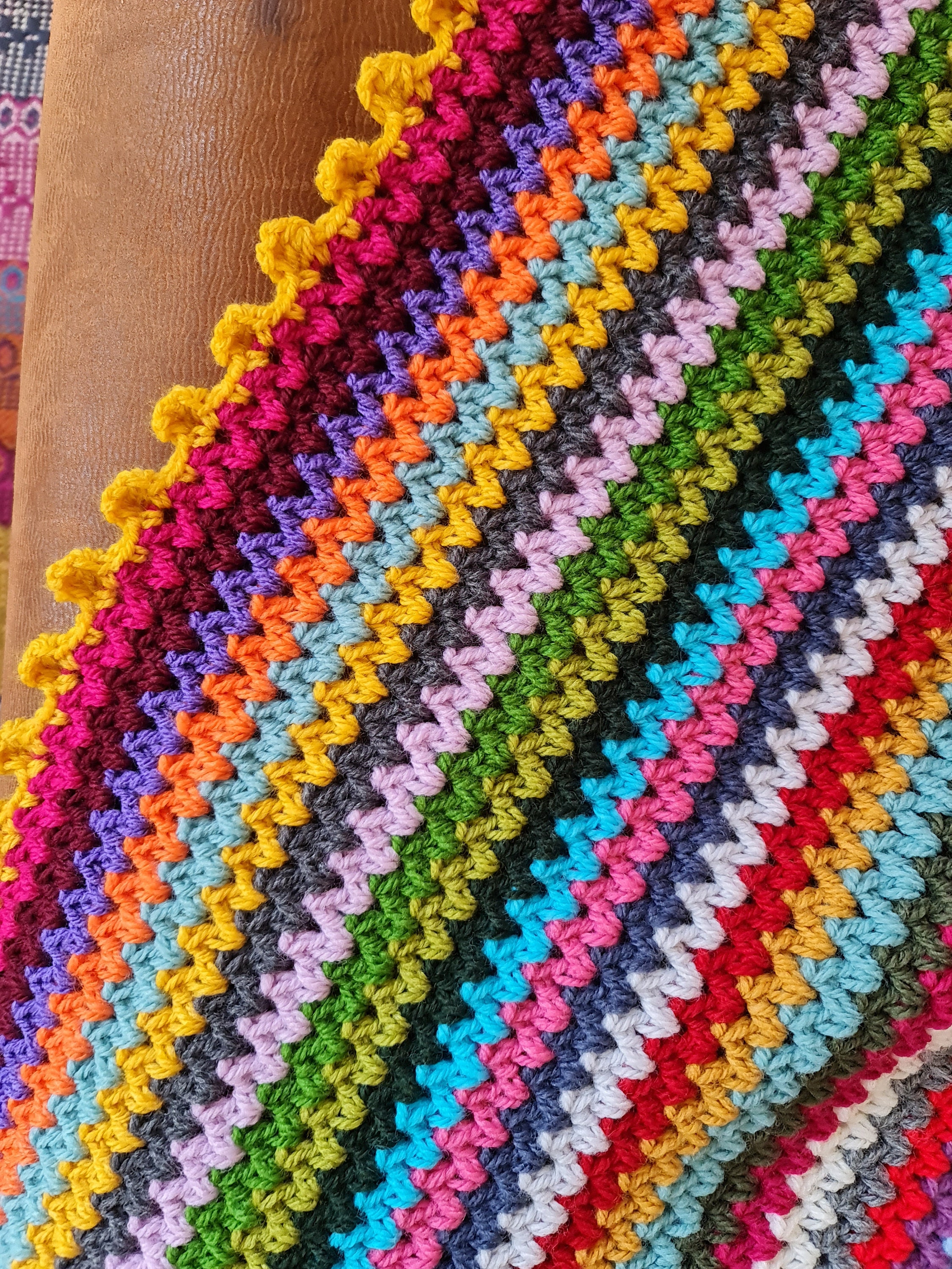 Handmade Crochet Blanket, Colorful Vstitch, Bedding, Happy Blanket ...