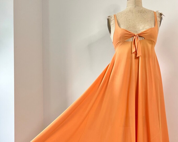 Vintage 1970s John Kloss for Cira Creamsicle Orange Keyhole Maxi Dress ...