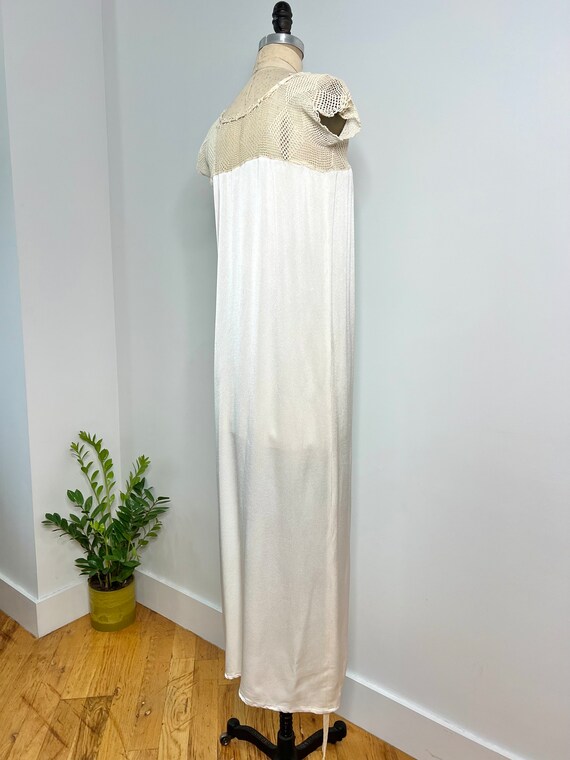 Antique White Silk Crochet Bust Negligee Dress - Gem