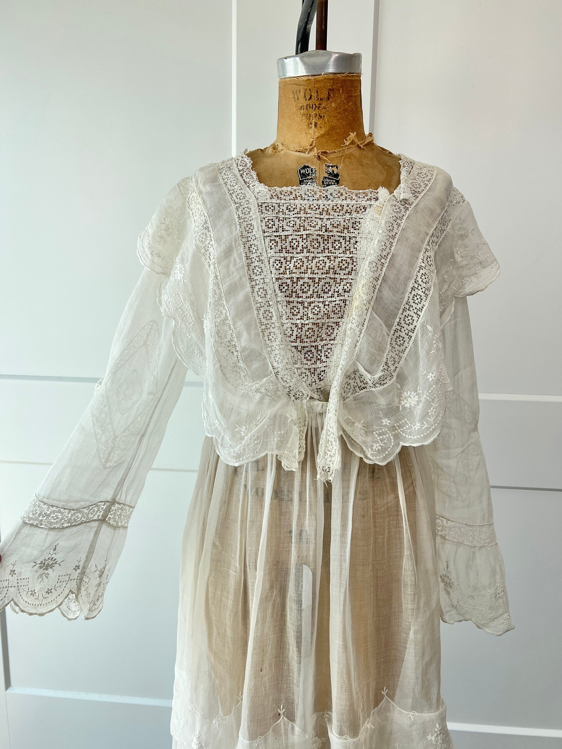 Antique 1910s Edwardian Bell Sleeve Floral Embroidered Tea Dress - Etsy