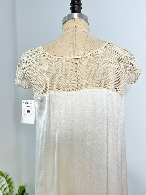 Antique White Silk Crochet Bust Negligee Dress - Gem
