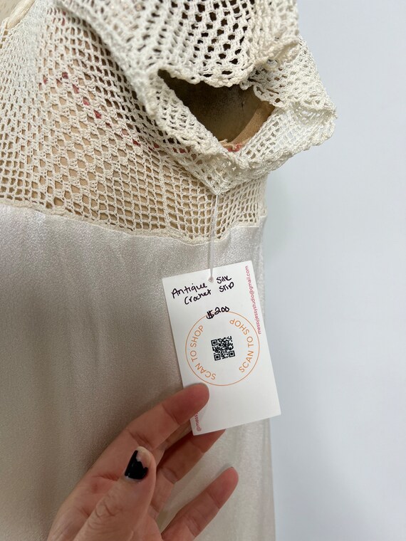 Antique White Silk Crochet Bust Negligee Dress - Gem