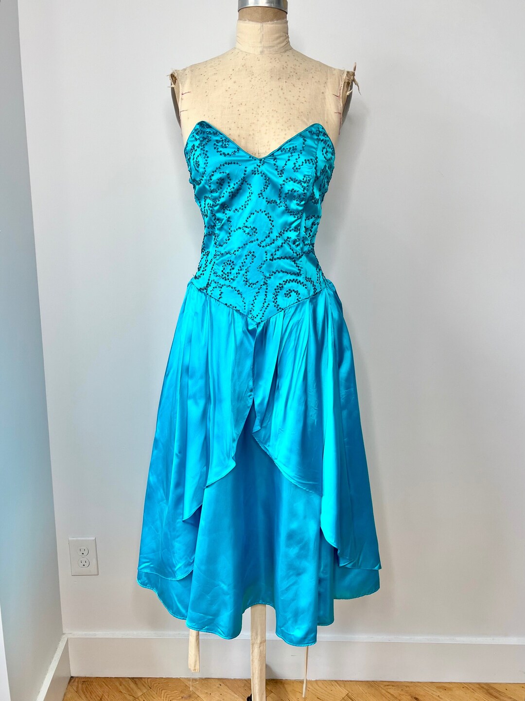 Vintage 1980s Gunne Sax Bright Blue Strapless Low Back Prom Dress - Etsy