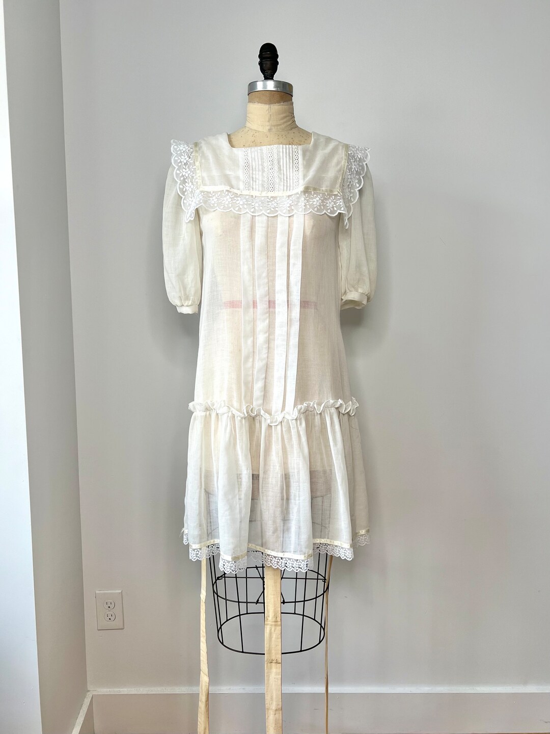 Vintage 1980s M/L Gunne Sax Cottagecore Sailor Neckline Pleated Midi ...