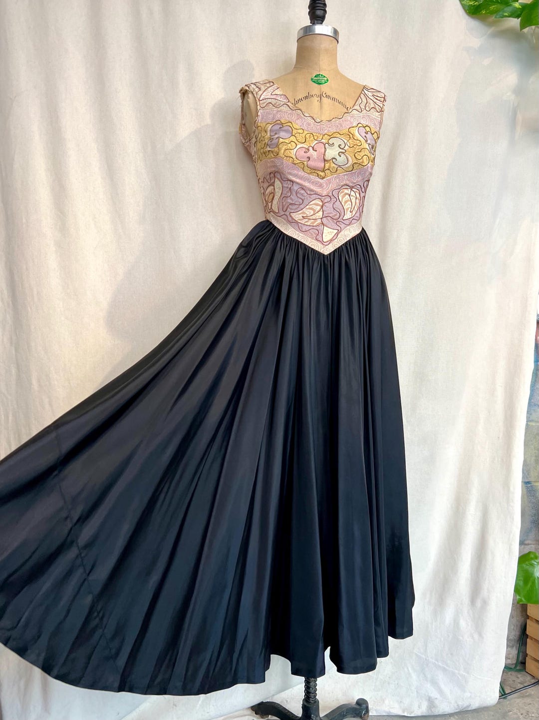 Vintage 1940s/50s XS Basque Waist Full Skirt Evening Dress - Etsy