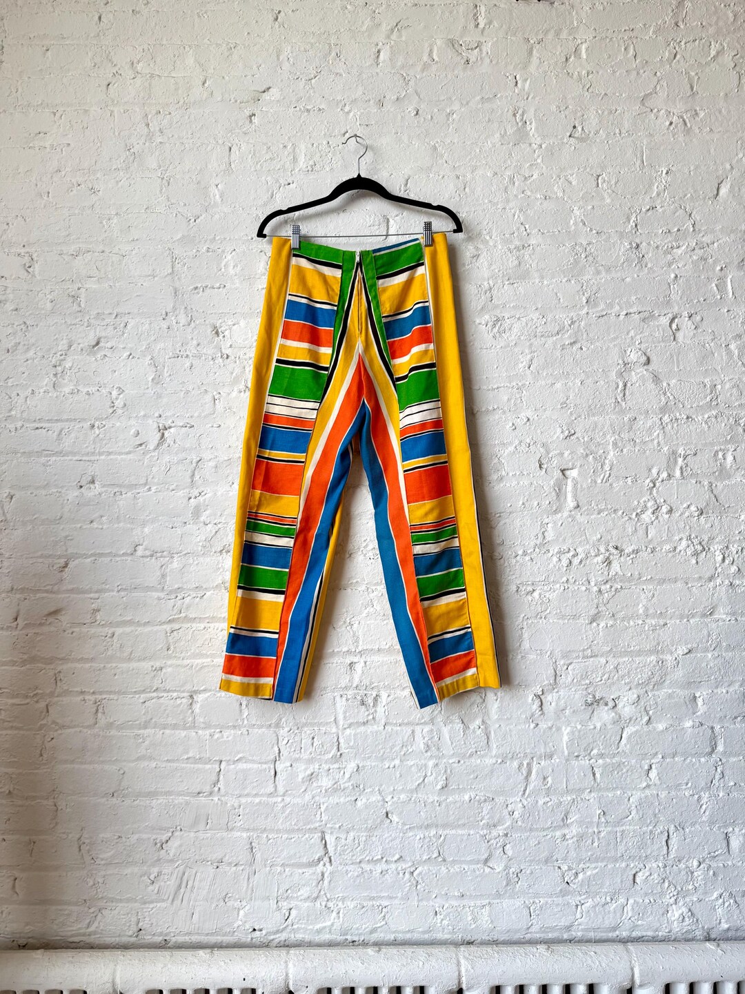 Vintage 1960s M/L Retro Technicolor Striped Cigarette Pants - Etsy
