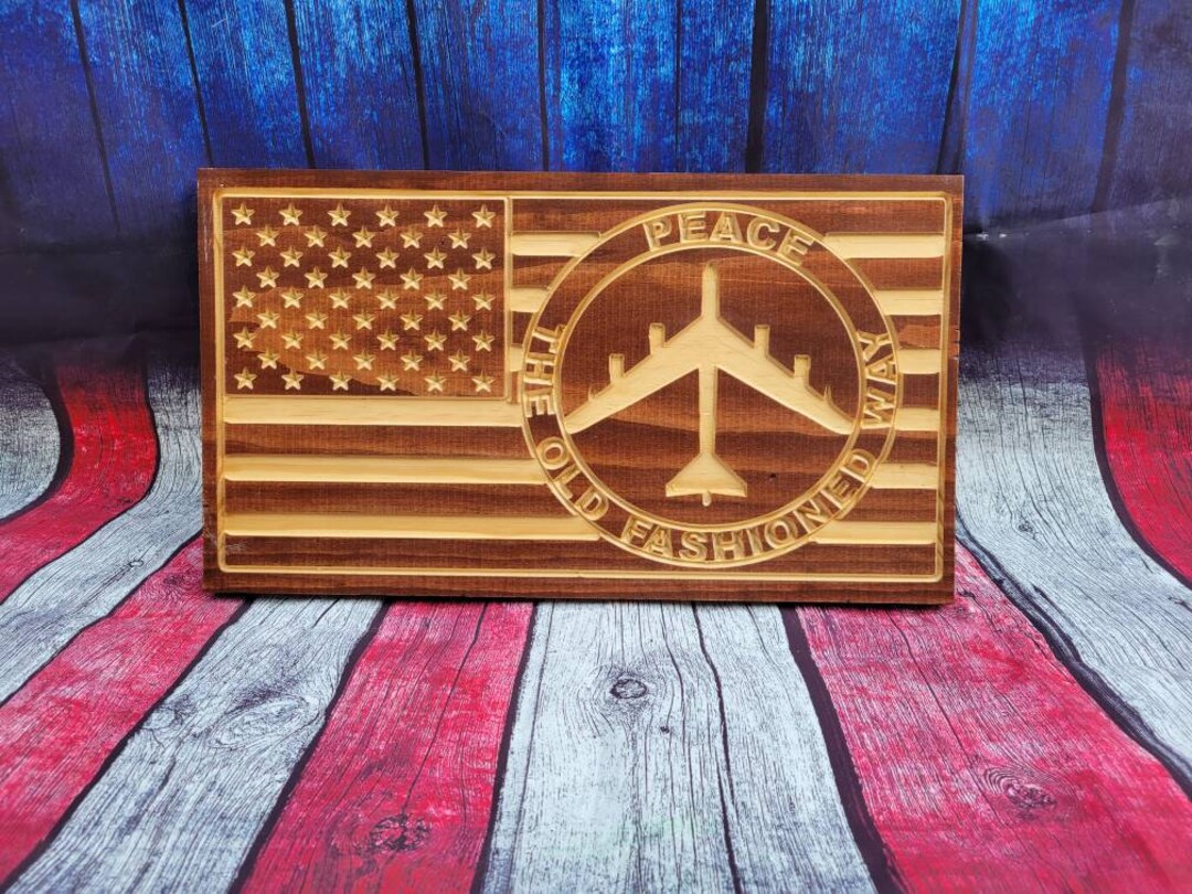 American Wood Flag - B-52 Buff Fan Gift - Rustic Home Decor - Hanging ...