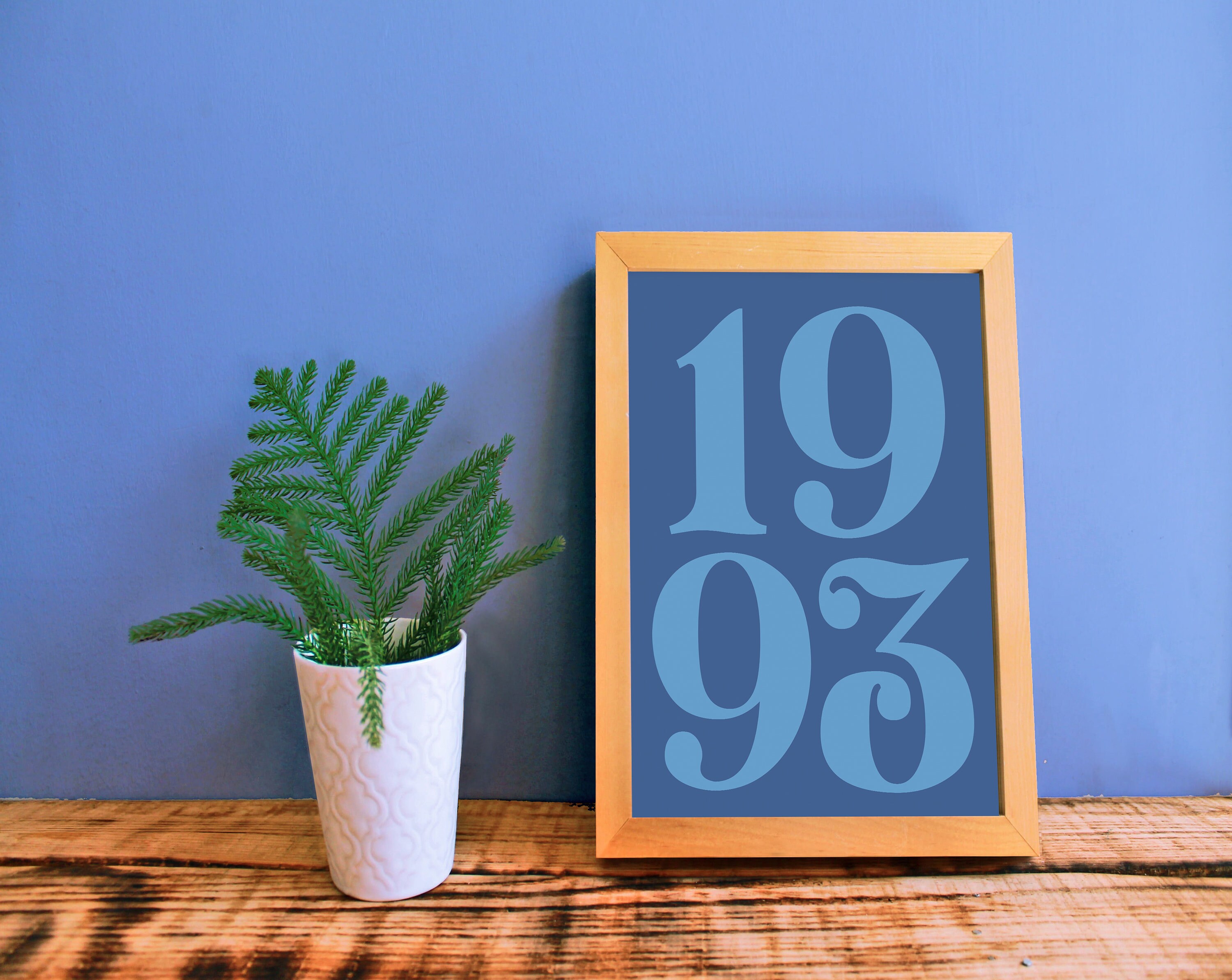 Printable Custom Year Retro Blue and Turquoise Art - Etsy