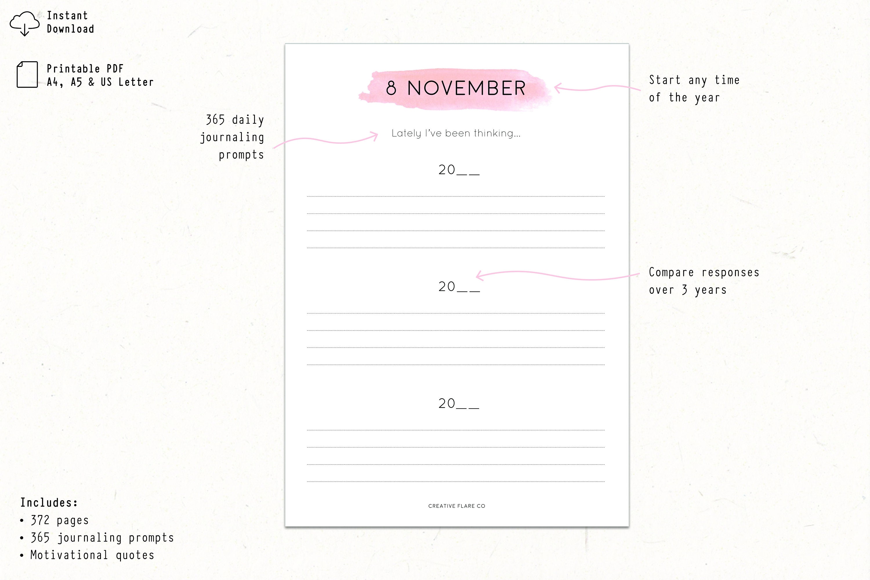 One Line A Day Journal A Sentence A Day Diary Undated Memory - Etsy