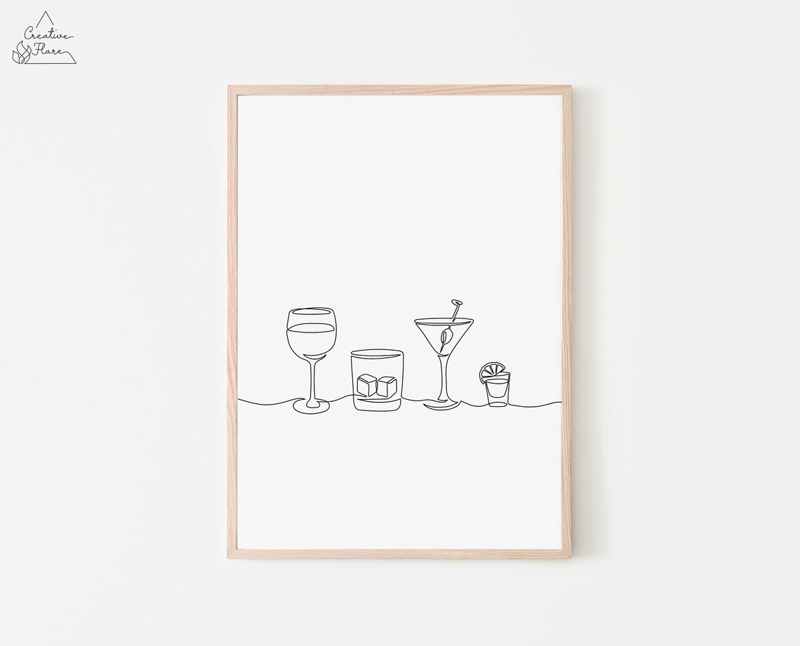 Bar Print Bar Cart Art Drinks Art Cocktail Lover Wine | Etsy