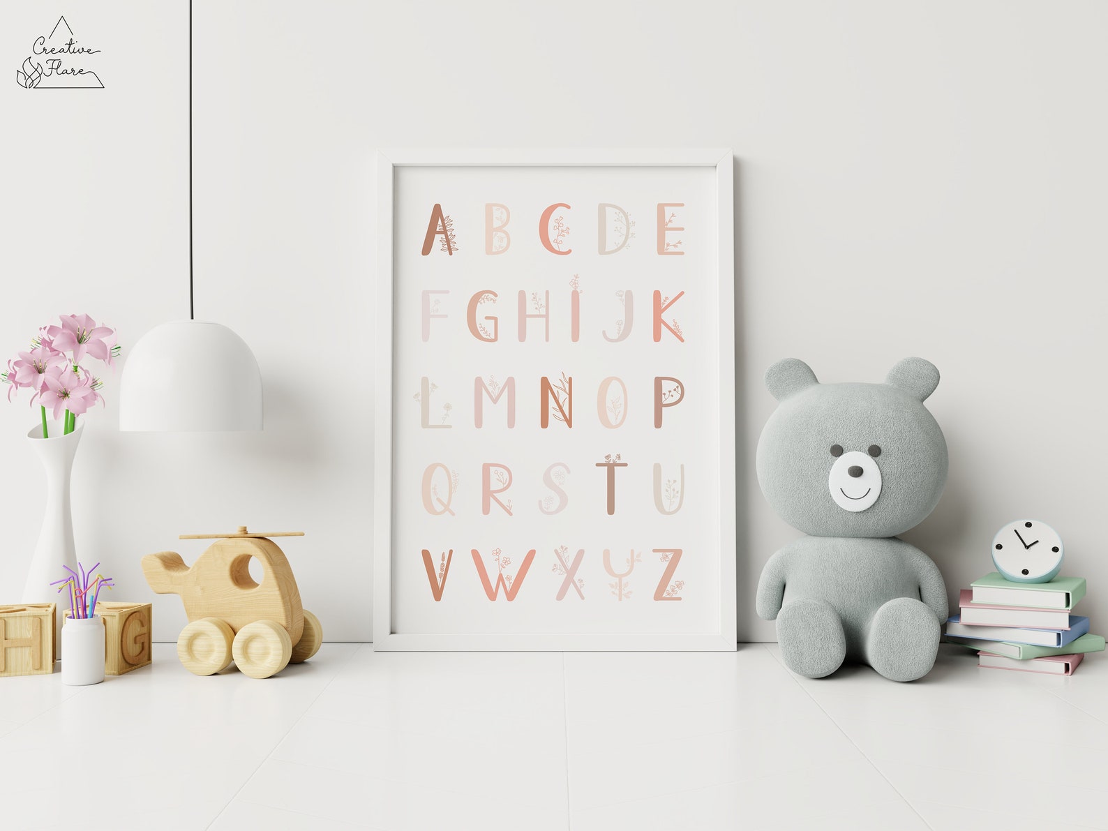 Floral Alphabet Poster Educational Print ABC Nursery Decor | Etsy