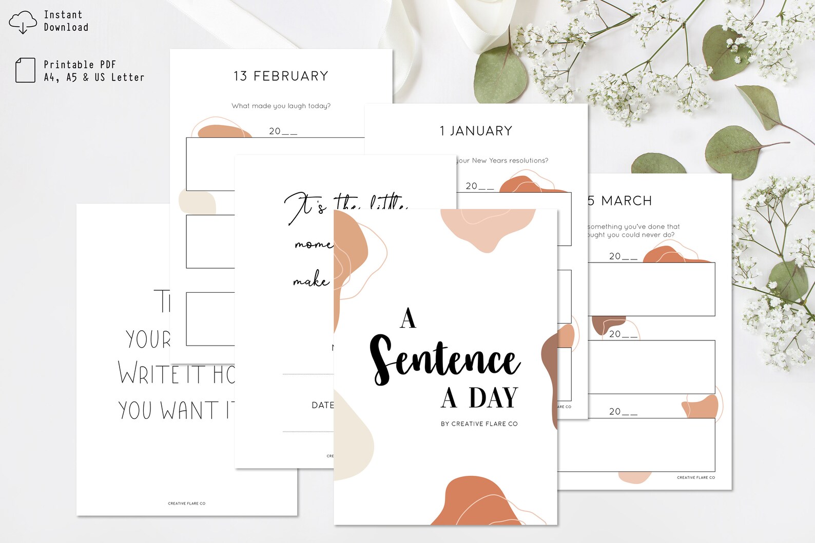 One Line A Day Journal A Sentence A Day Diary Undated Memory - Etsy