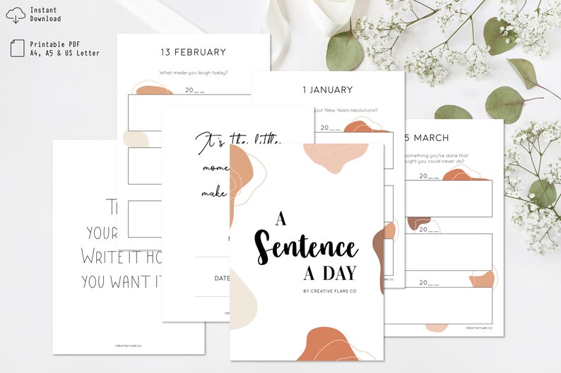 One Line A Day Journal A Sentence A Day Diary Undated Memory - Etsy